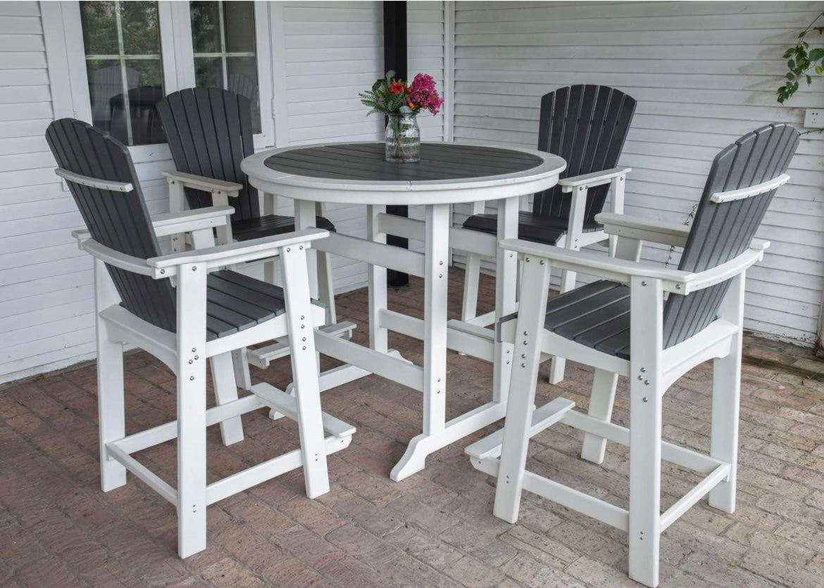 5-Piece Gray & White Two-Tone Bar Table Set with Bar Chairs